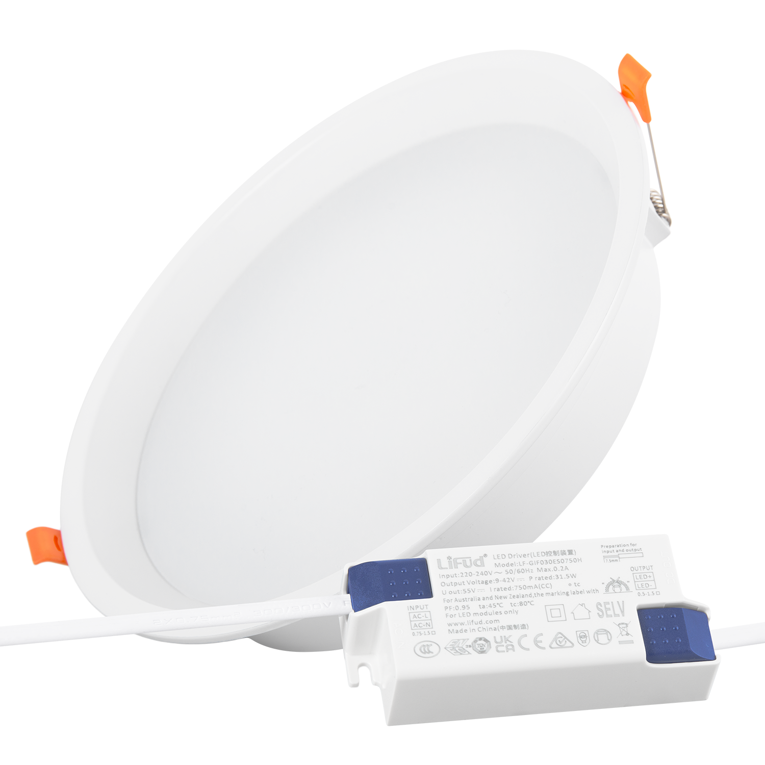 Downlight LED 32W 140Lm/W Driver LIFUD Flicker Free 6000ºK | Leroy Merlin