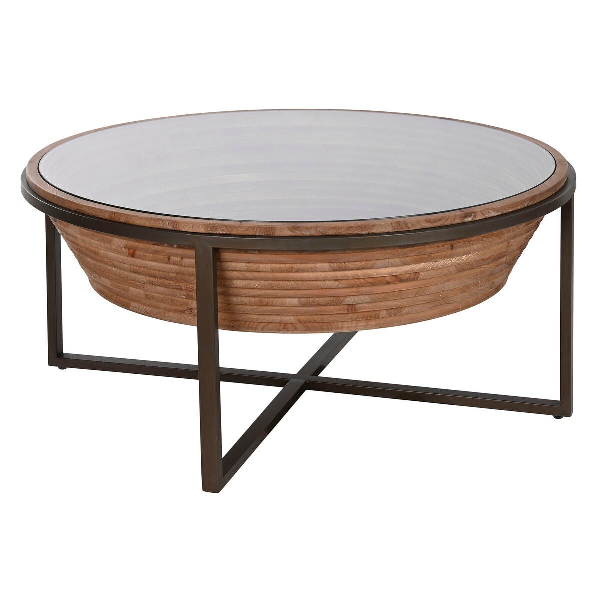 Table Basse Home ESPRIT Verre Bois d'épicéa 102 x 102 x 46 cm | Leroy ...