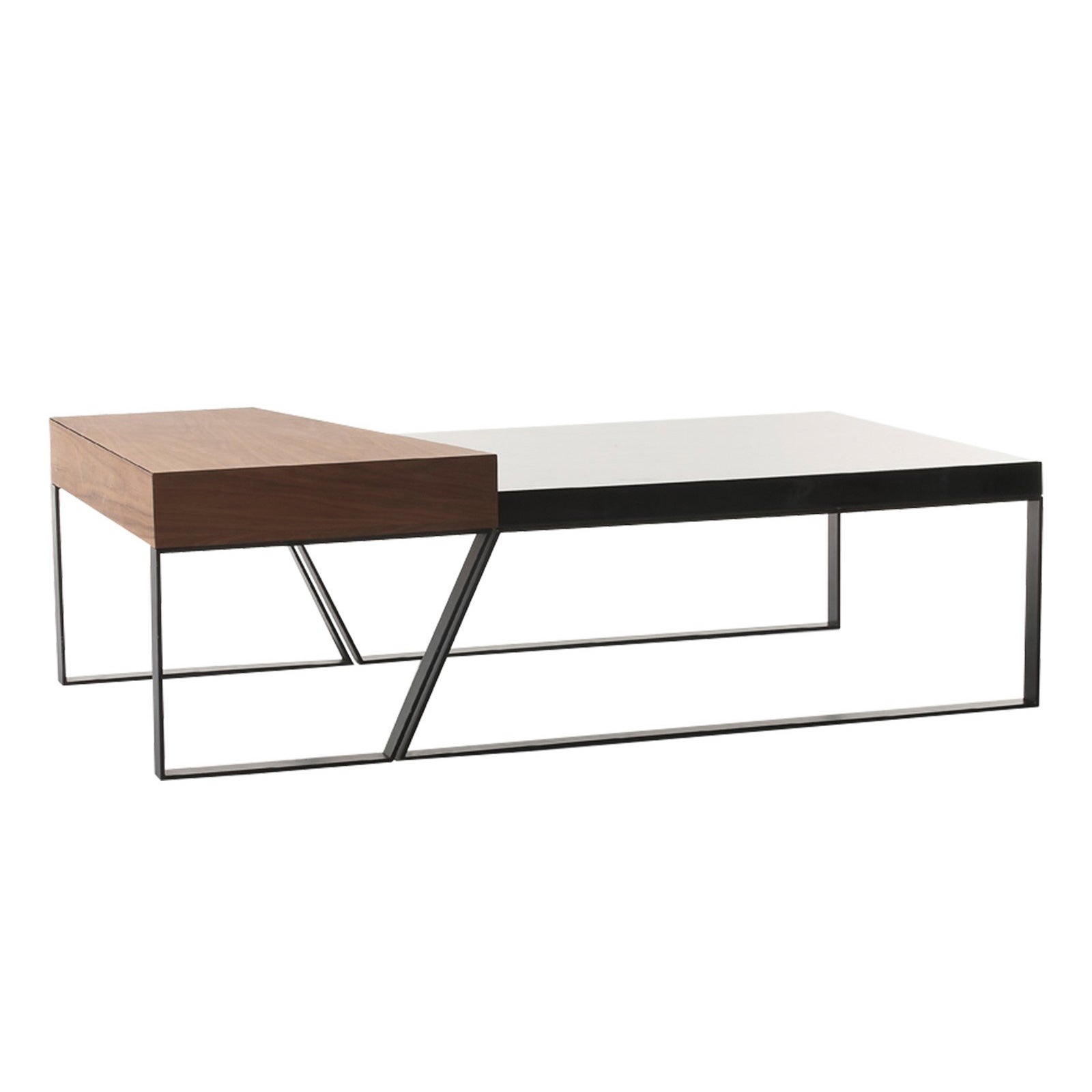 Table basse bois noyer foncé et noir pieds métal Shawn | Leroy Merlin