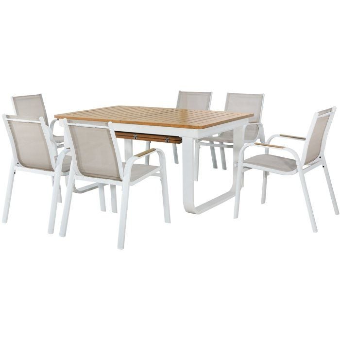 VIANEA ensemble repas jardin extensible aluminium 155 245 cm 6 chaises ...