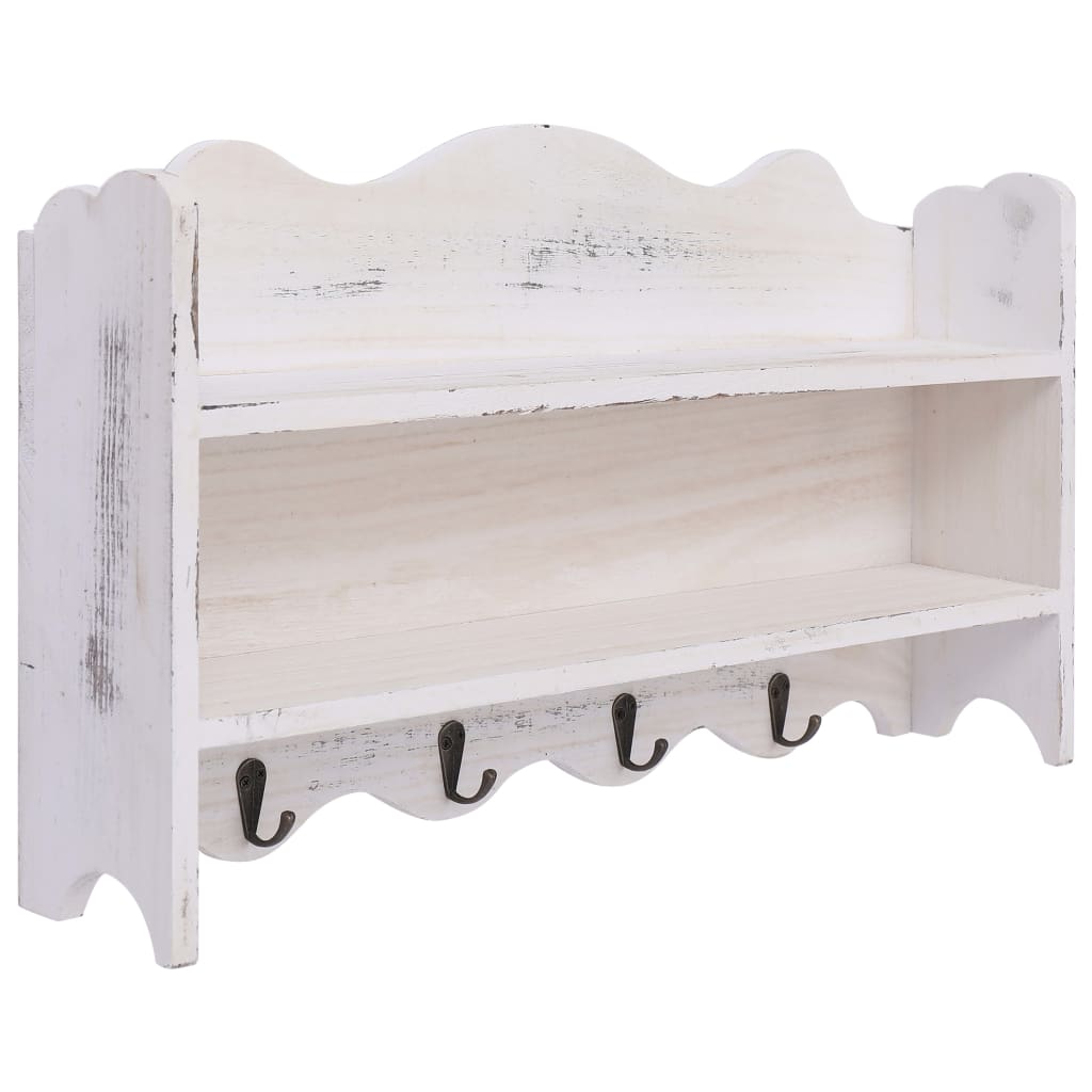 Maison Exclusive - Perchero de pared de madera blanco 50x10x30 cm ...