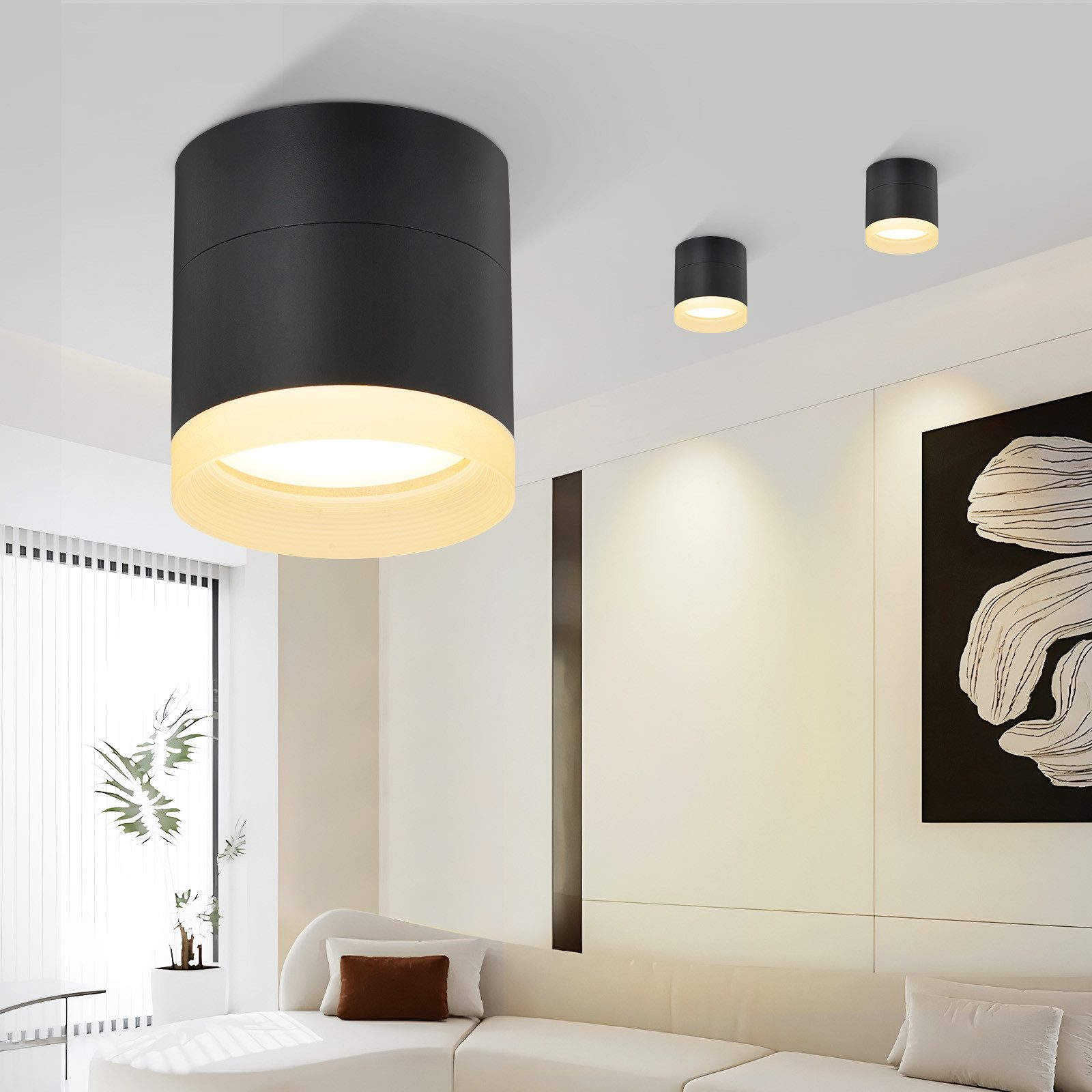 NETTLIFE Spot en saillie LED spot de plafond rond noir 5W spot en ...