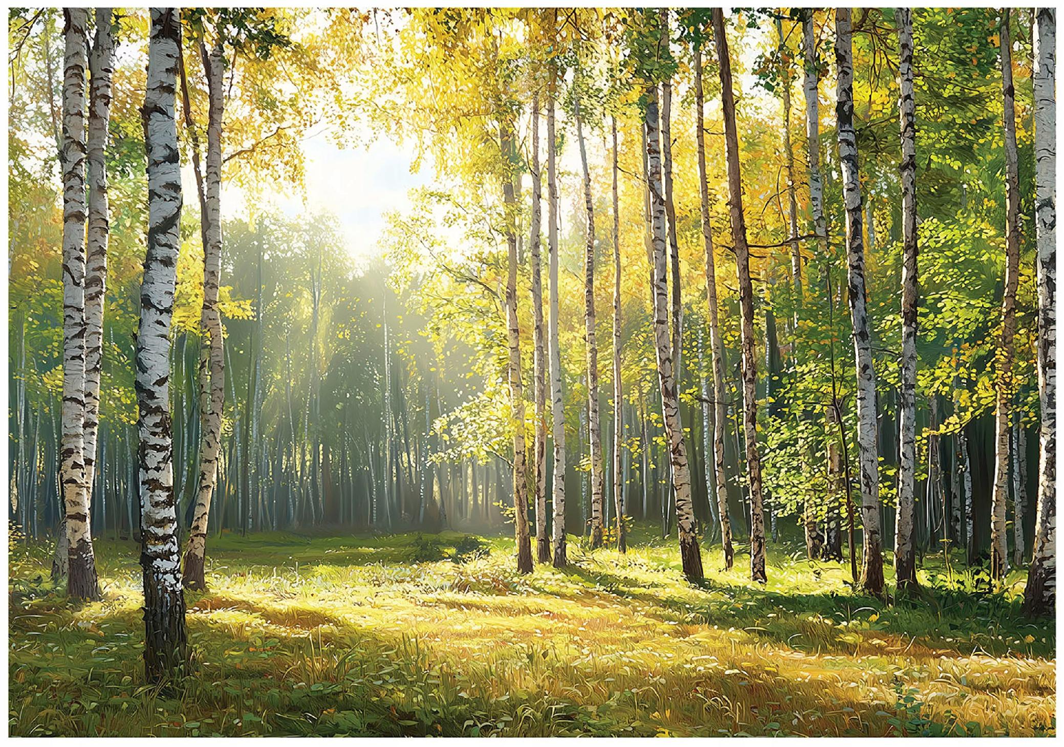 Papier Peint Intissé Pour Chambre Cuisine Panoramique Forêt 3D Arbres ...