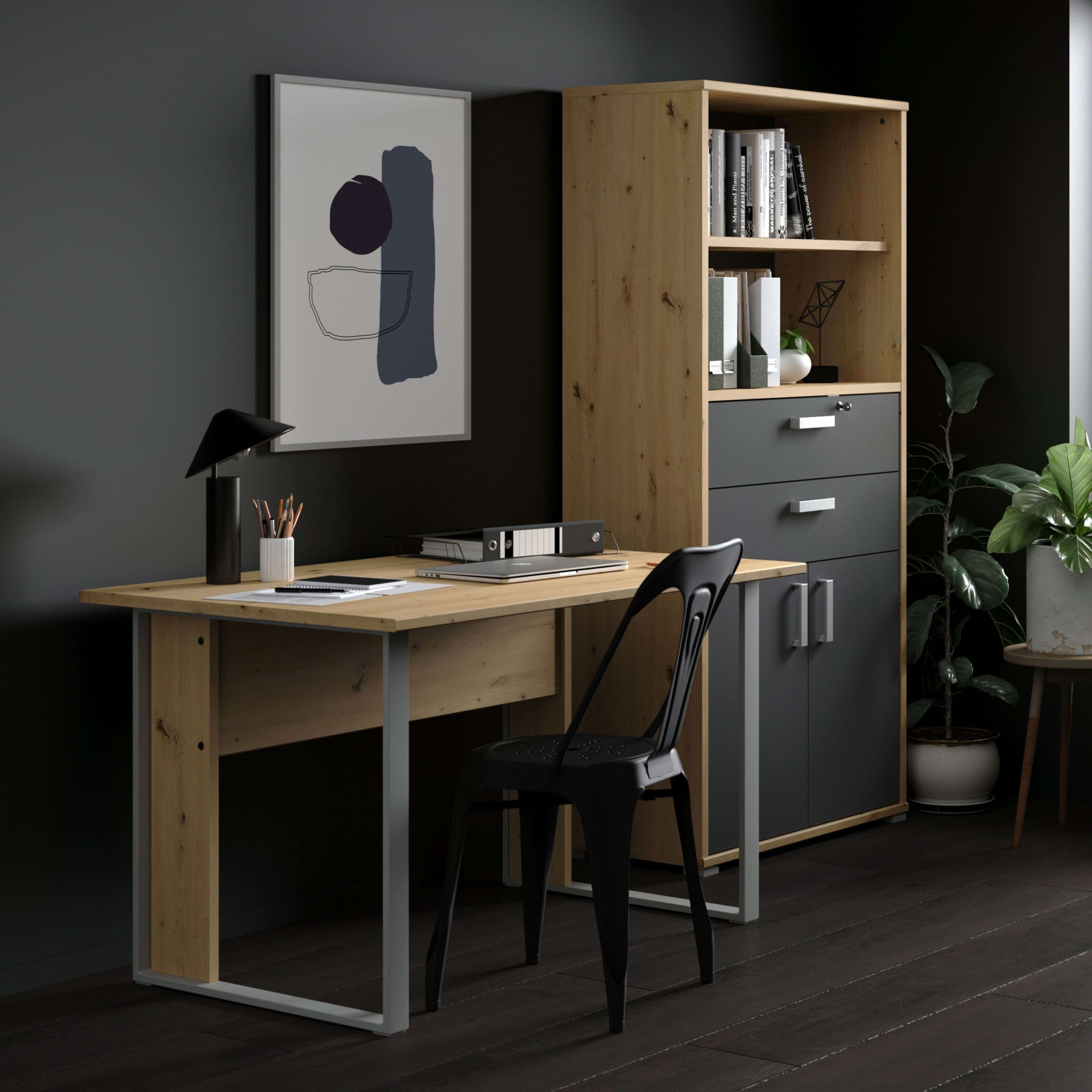 Pack de Muebles de Oficina Venture Estilo Moderno en Color Roble y Gris ...