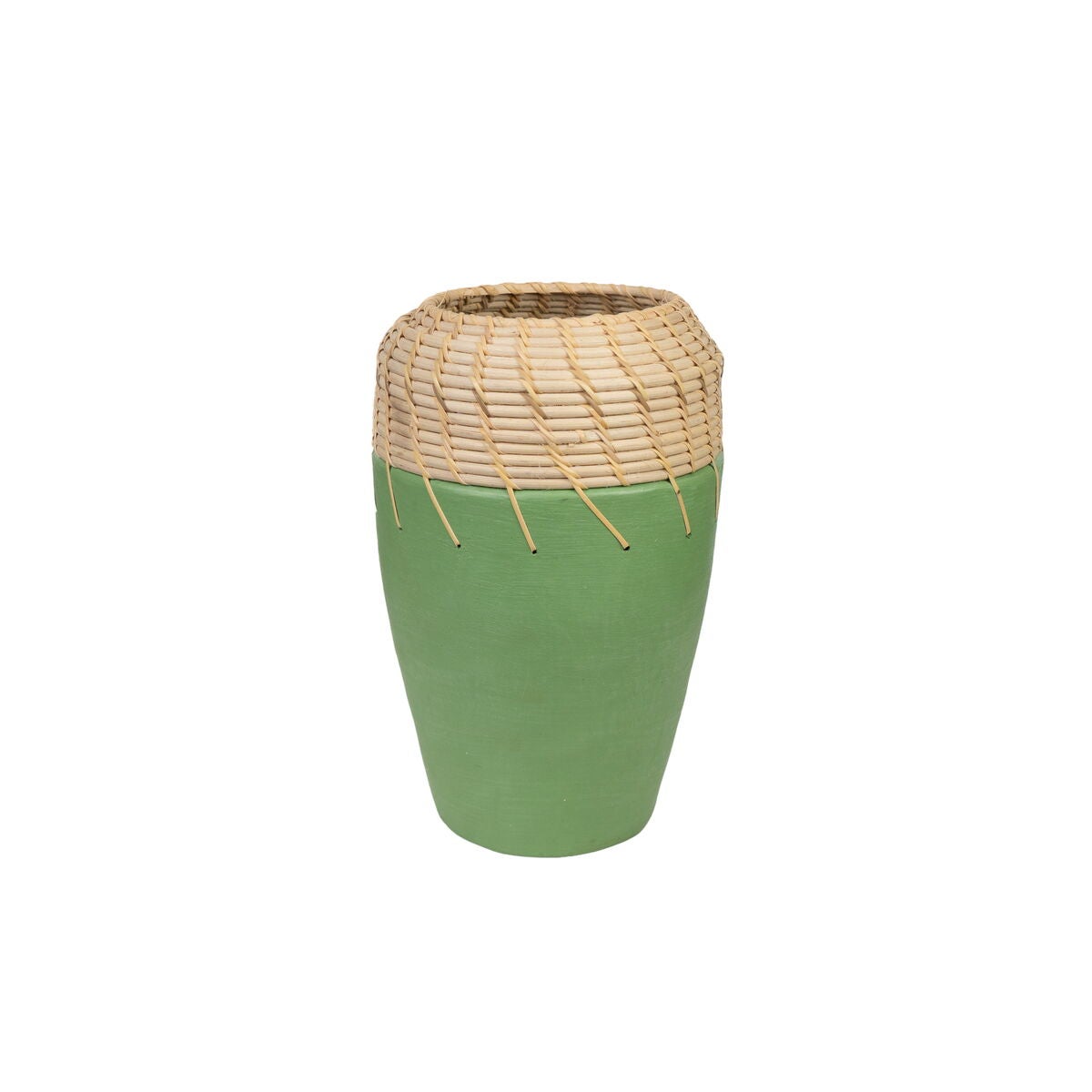 Vase Romimex Vert Naturel Céramique Rotin 20 x 30 x 20 cm | Leroy Merlin