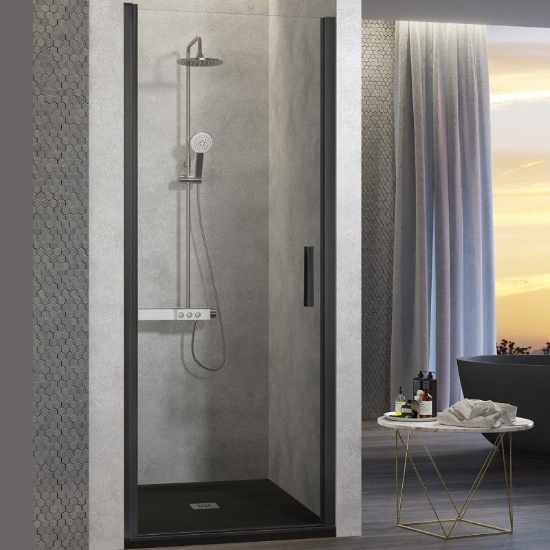 Mampara Ducha Abatible NARDI ancho 80-84 cm Negro Mate | Leroy Merlin