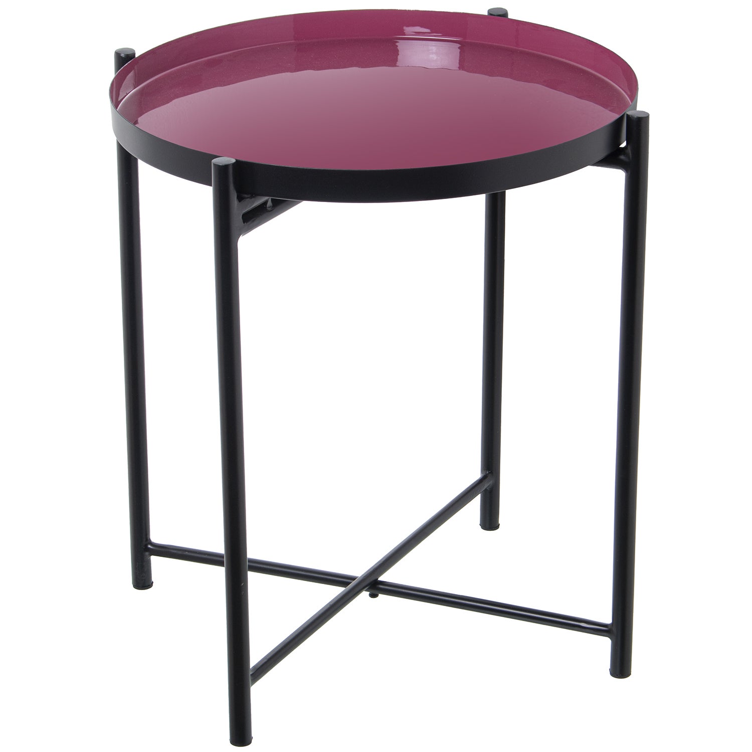 Table d'appoint en métal émaillé, rose foncé et noir | Leroy Merlin