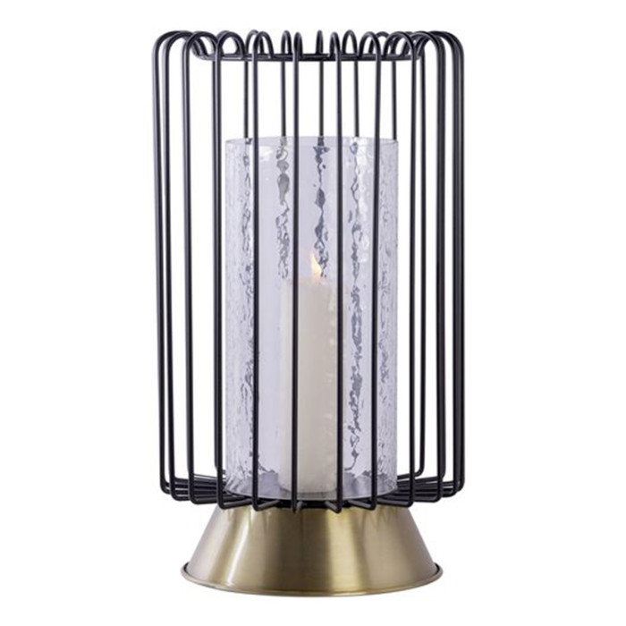 Bougeoir Rond Déco "Malibu" 40cm Noir & Or | Leroy Merlin