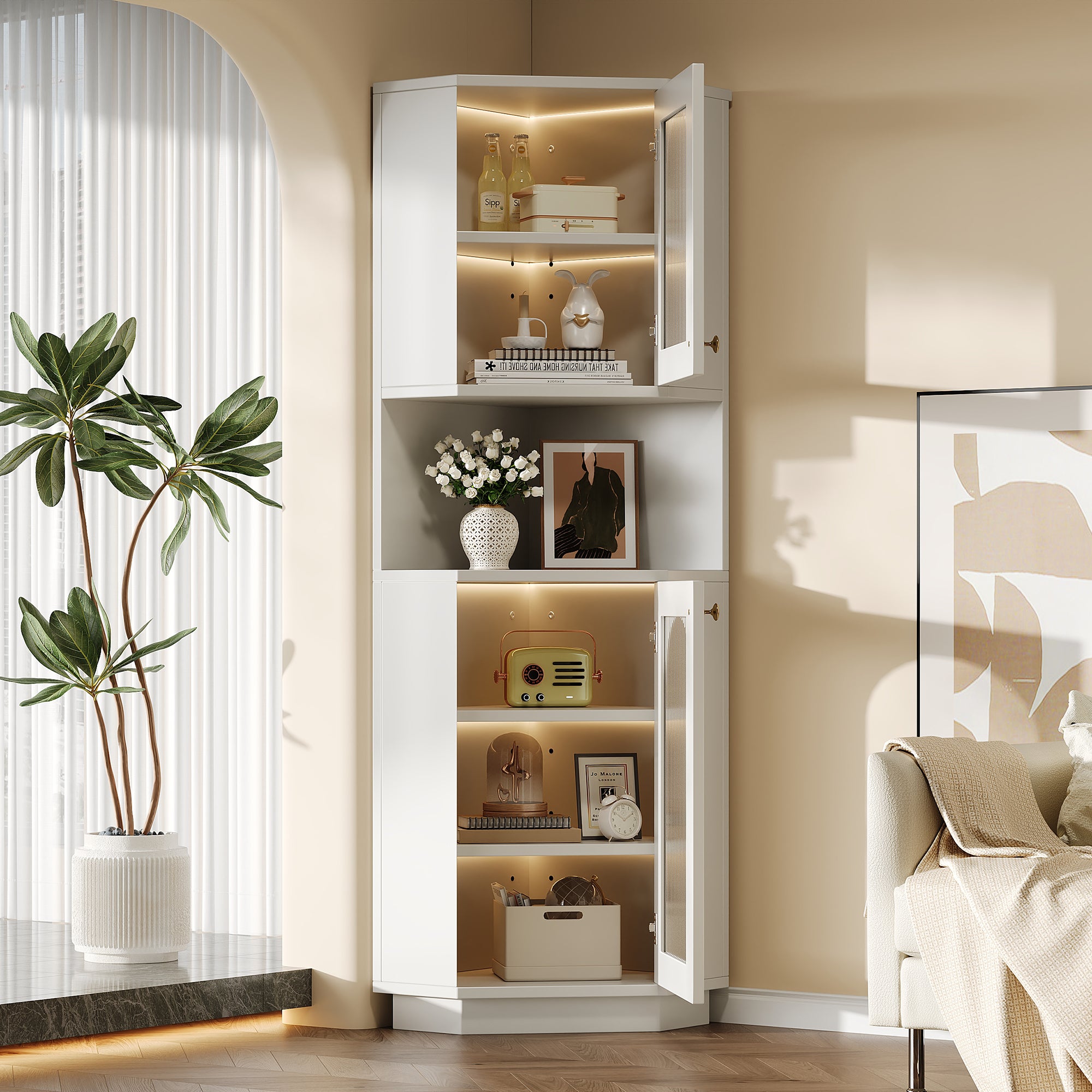 Colonne d'angle de salle de bain - 2 portes et 1 niche de rangement ...