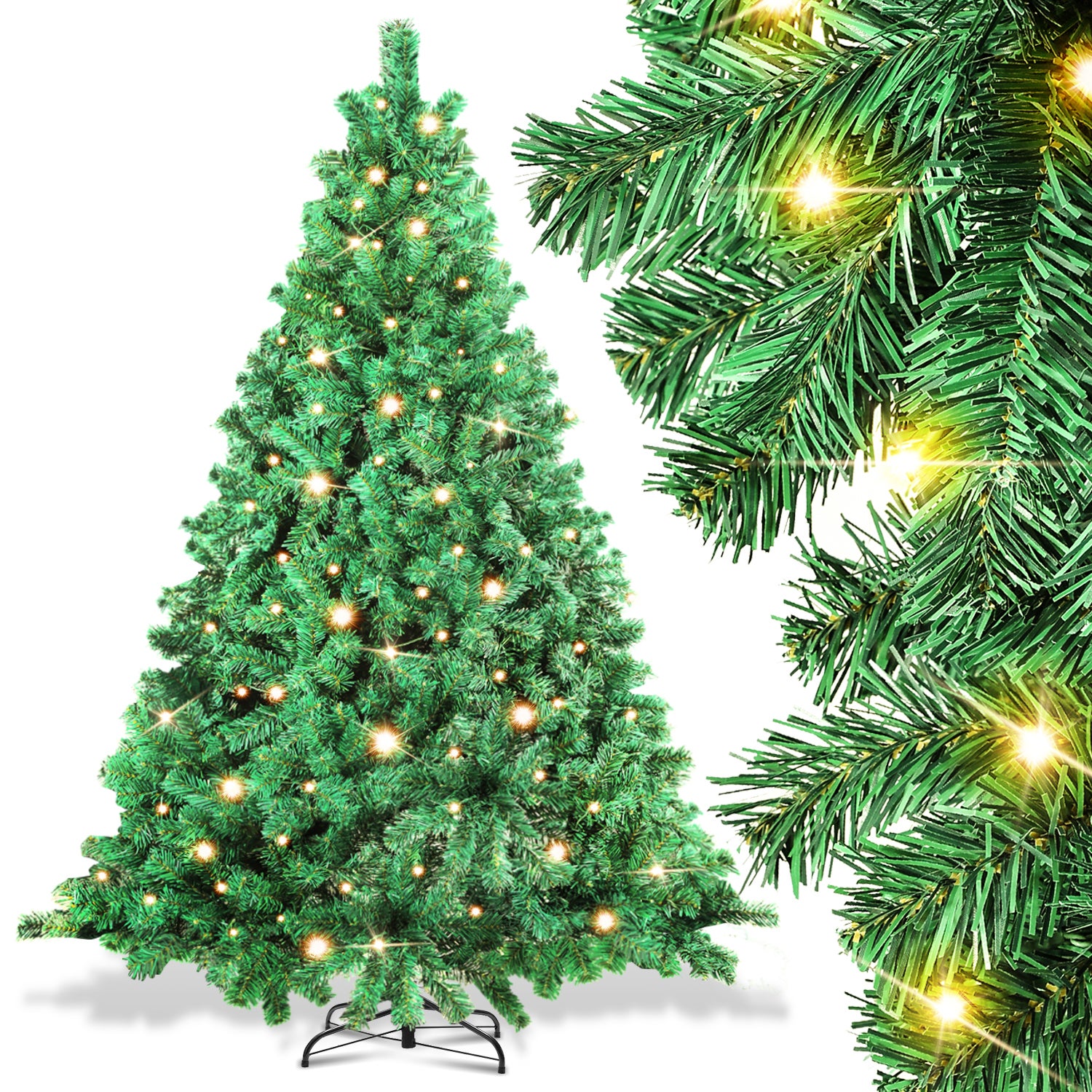 Árbol de Navidad Agujas de abeto con soporte Flocaje exterior 210cm con ...