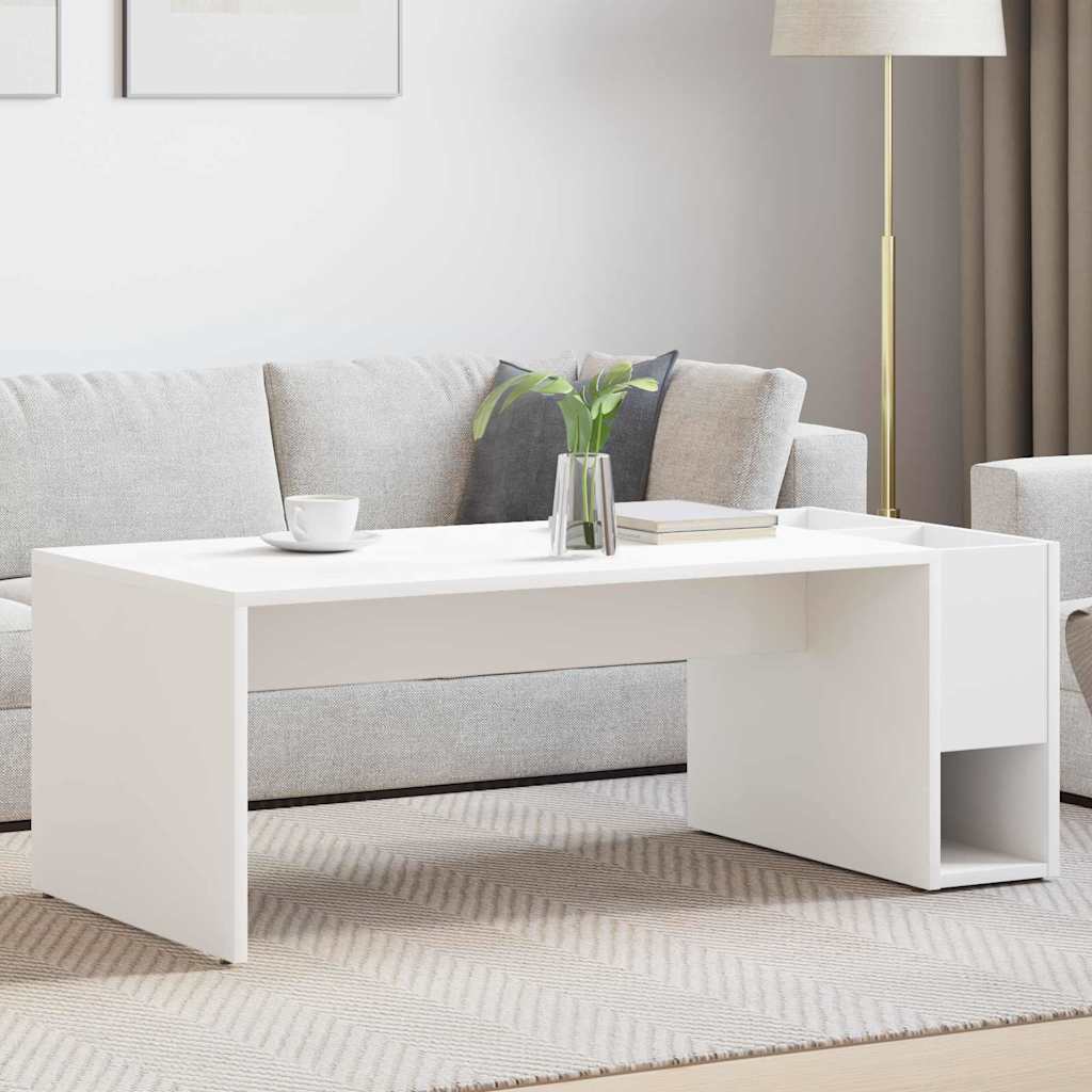 Table basse Blanc 101,5 x 50 x 37 cm Bois d'ingénierie | Leroy Merlin