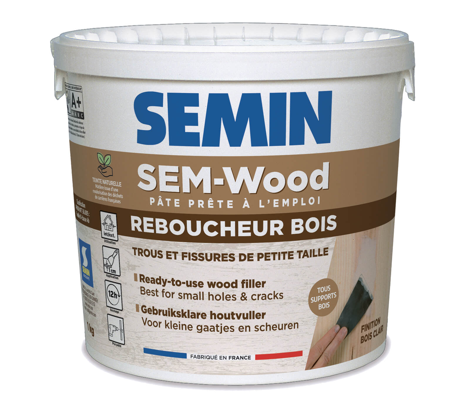 Semin - Reboucheur Bois - Sem Wood - Traitement des Trous et Fissures - Intérieur/extérieur ...