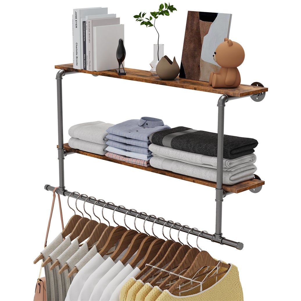 Portant à Vêtement Suspendue Mural Penderie Murale Porte-Manteau avec 2 ...