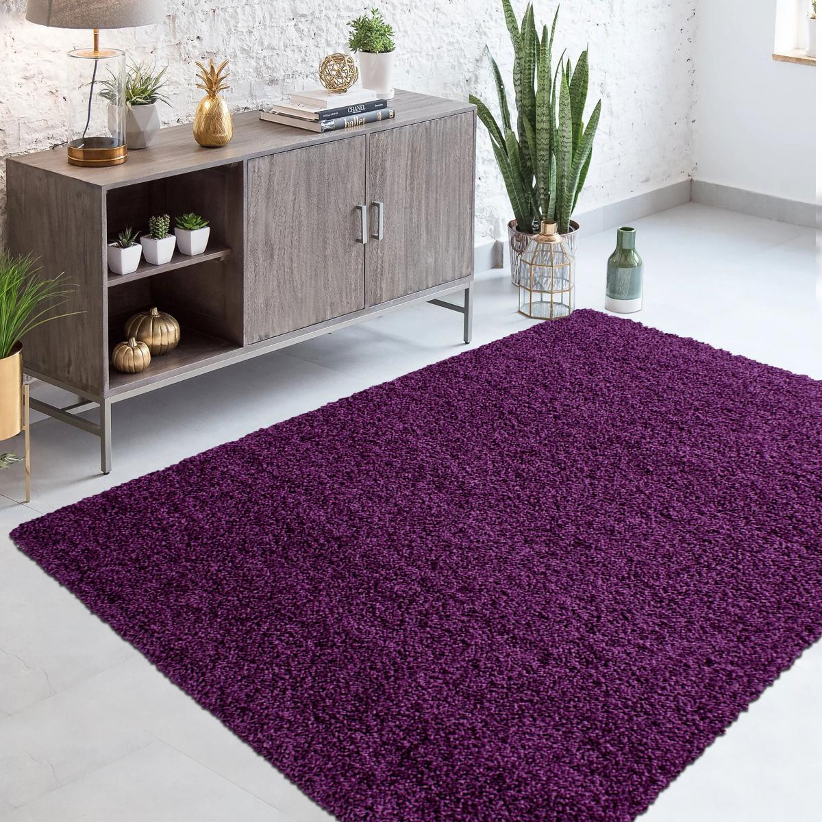 Tapis shaggy UNI C 200x290 violet | Leroy Merlin