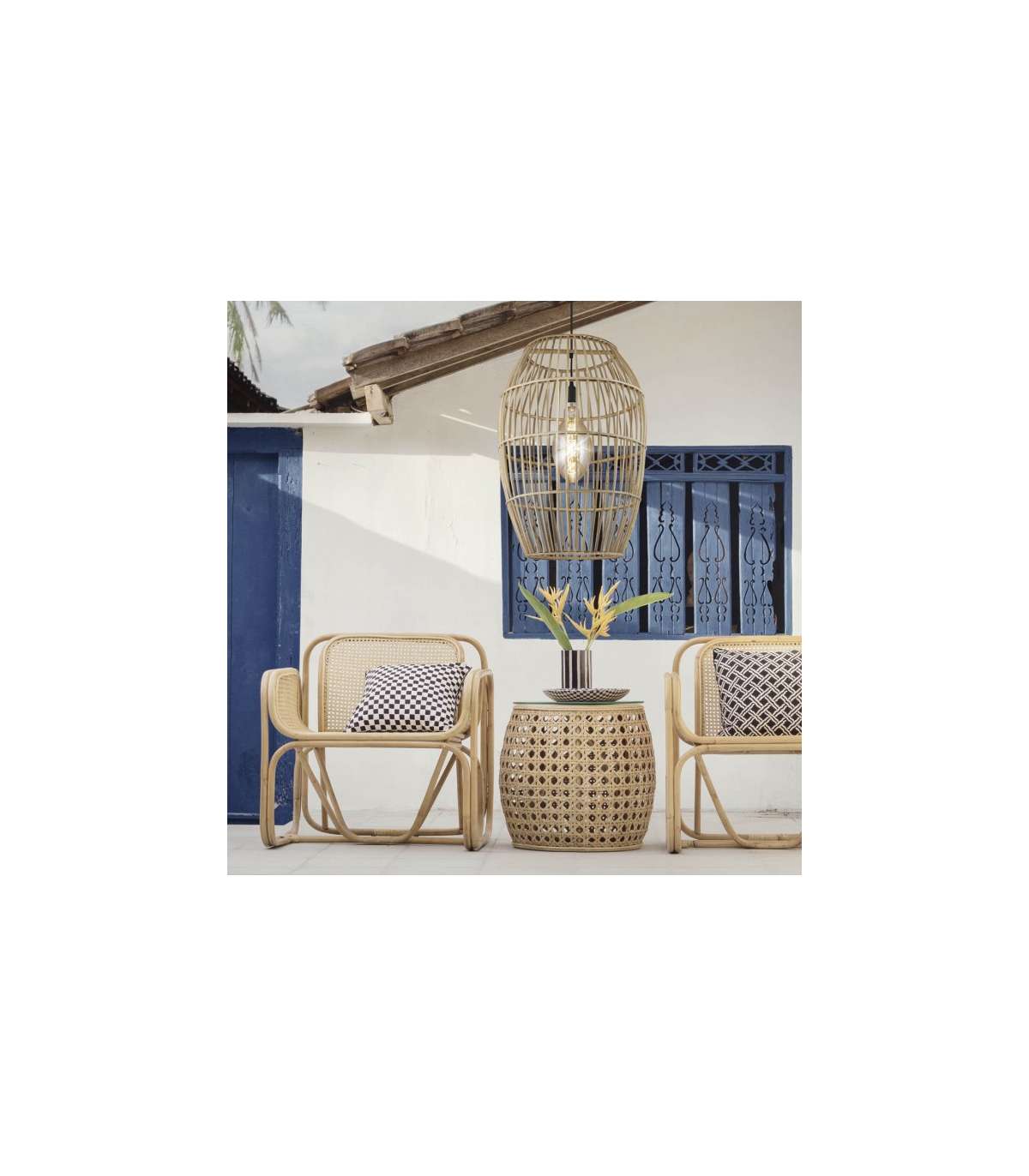 Colgante modelo Riviera acabado bambú, 72cm(alto) 50cm(ancho) 50cm(largo) | Leroy Merlin