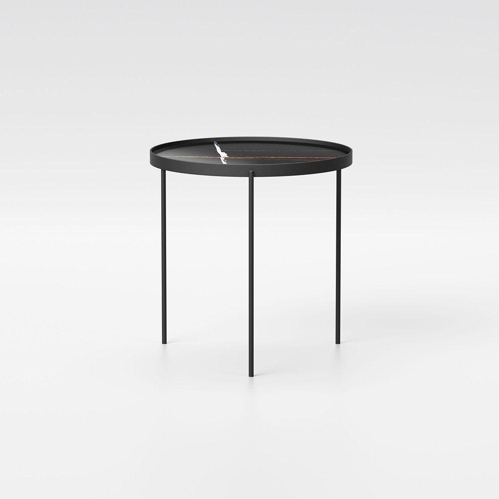 Table basse ronde ESPRIT acier noir verre trempé noir sahara | Leroy Merlin