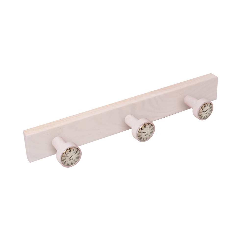 PERCHA Pared Pomos madera decapé blanco RELOJES Vintage Retro 385x50MM ...