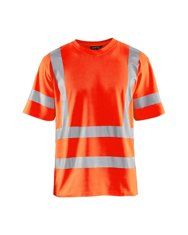 T-shirt col V haute-visibilité anti-UV Orange fluo S 338010705300 ...