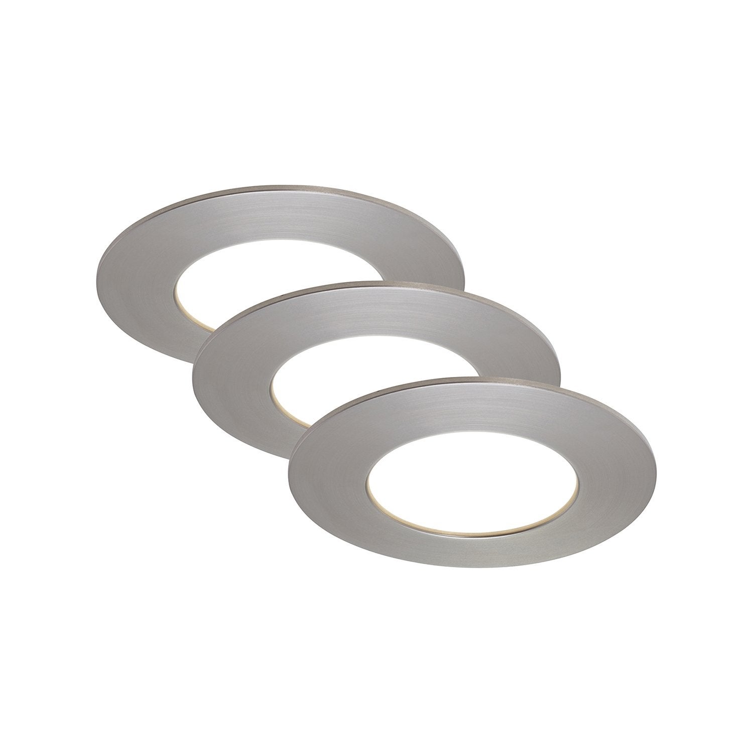 Set 3 Faretti Incasso Moderno Flat In Plastica Nichel Satinato Led 5W ...