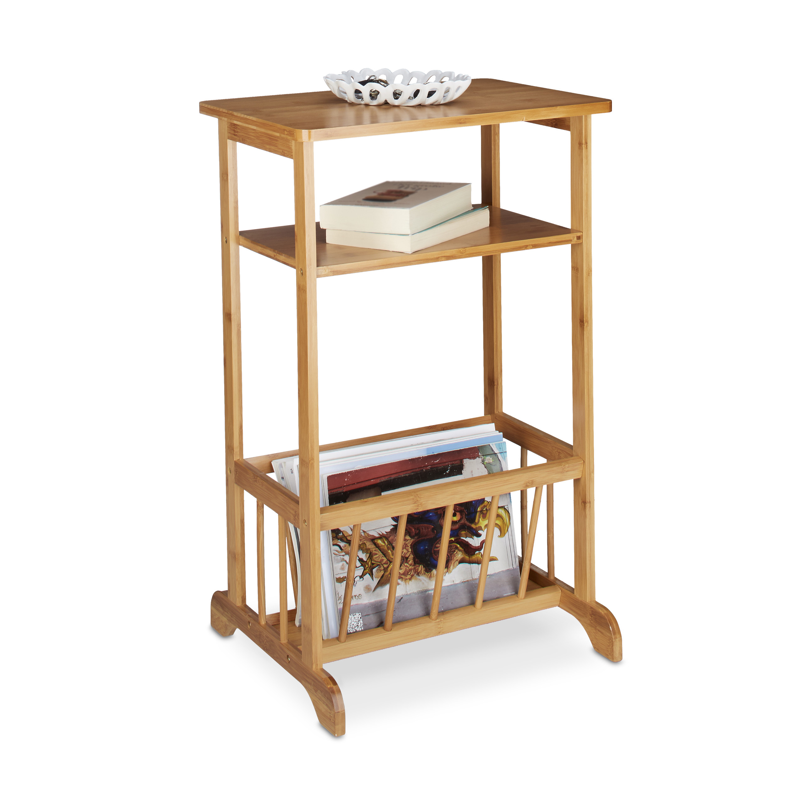 Relaxdays Porte-revues en bambou table d'appoint table console porte ...