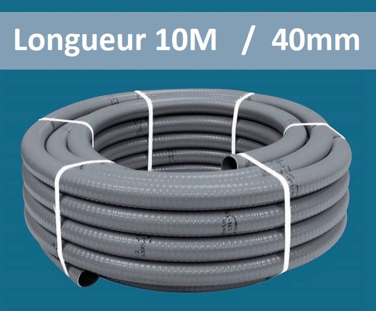 Couronne Rouleau 10M Tuyau PVC Gris Pression Souple à coller Ø 40mm ...