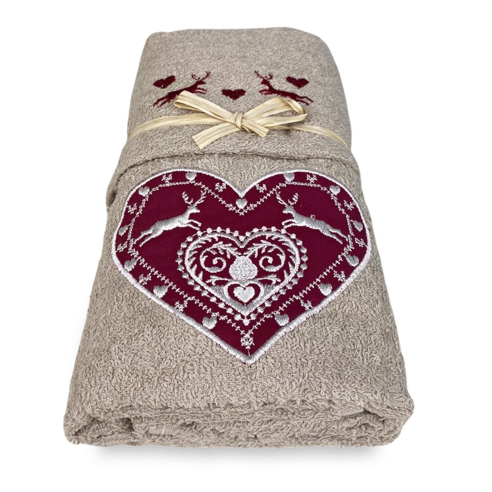 ENSEMBLE DE SERVIETTES TYROL TYROLIEN COEUR CERF colombe gris | Leroy ...
