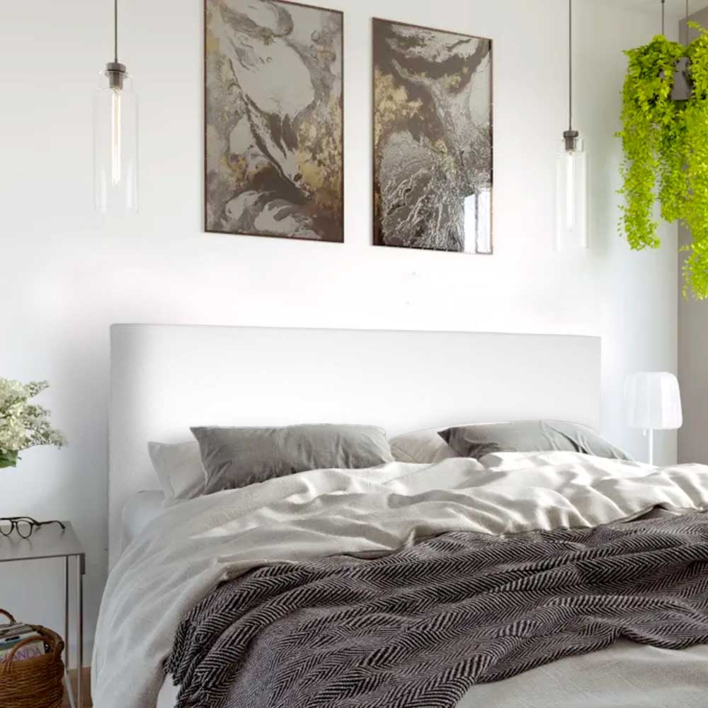 Tête de lit blanche largeur 140 x 110 cm simili cuir Blanc | Leroy Merlin