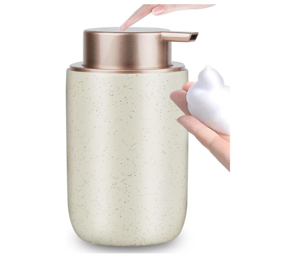Dispensador de jabón espumoso de cerámica, 350 ml, color beige, con ...