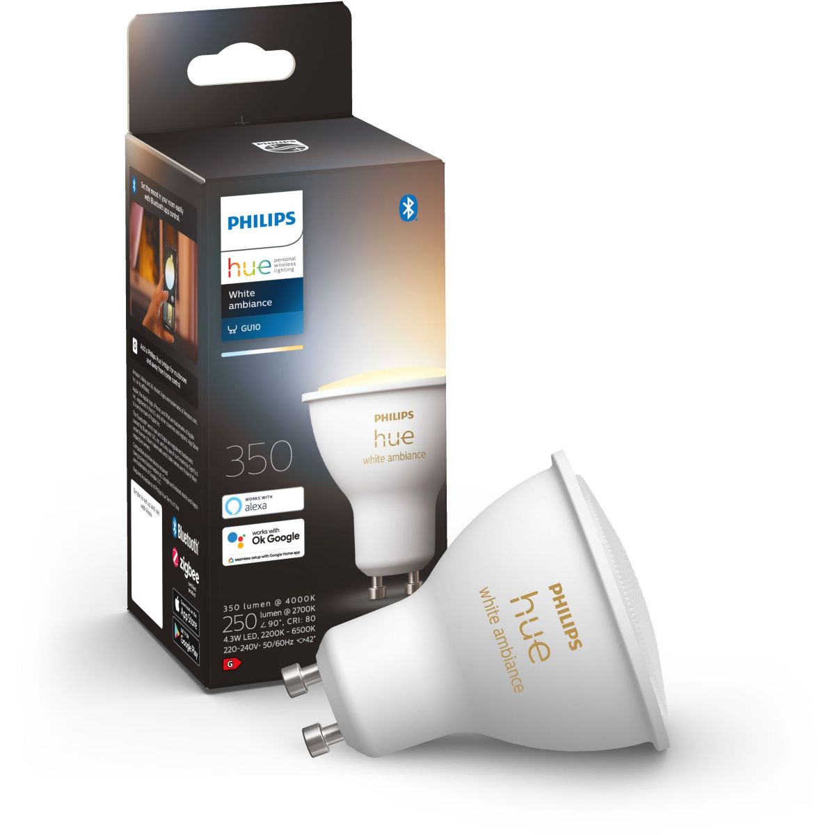 Ampoule connectée PHILIPS HUE White Ambiance GU10 | Leroy Merlin