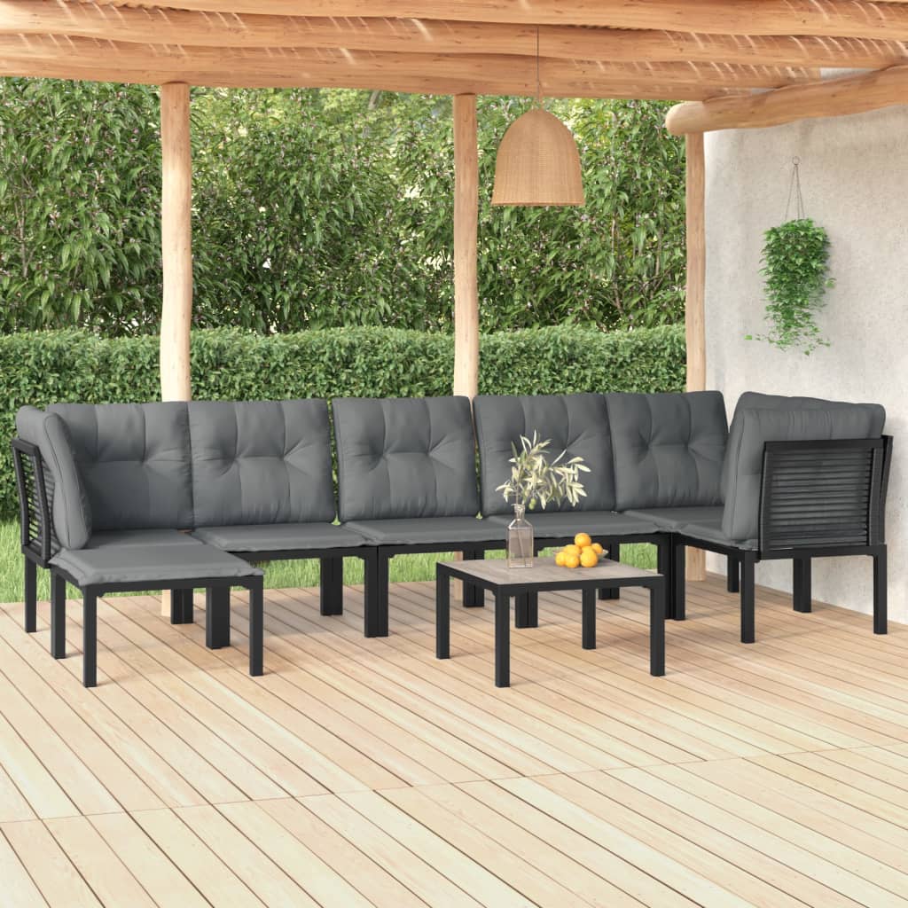 Salon de jardin 8 pcs noir et gris résine tressée vidaXL | Leroy Merlin