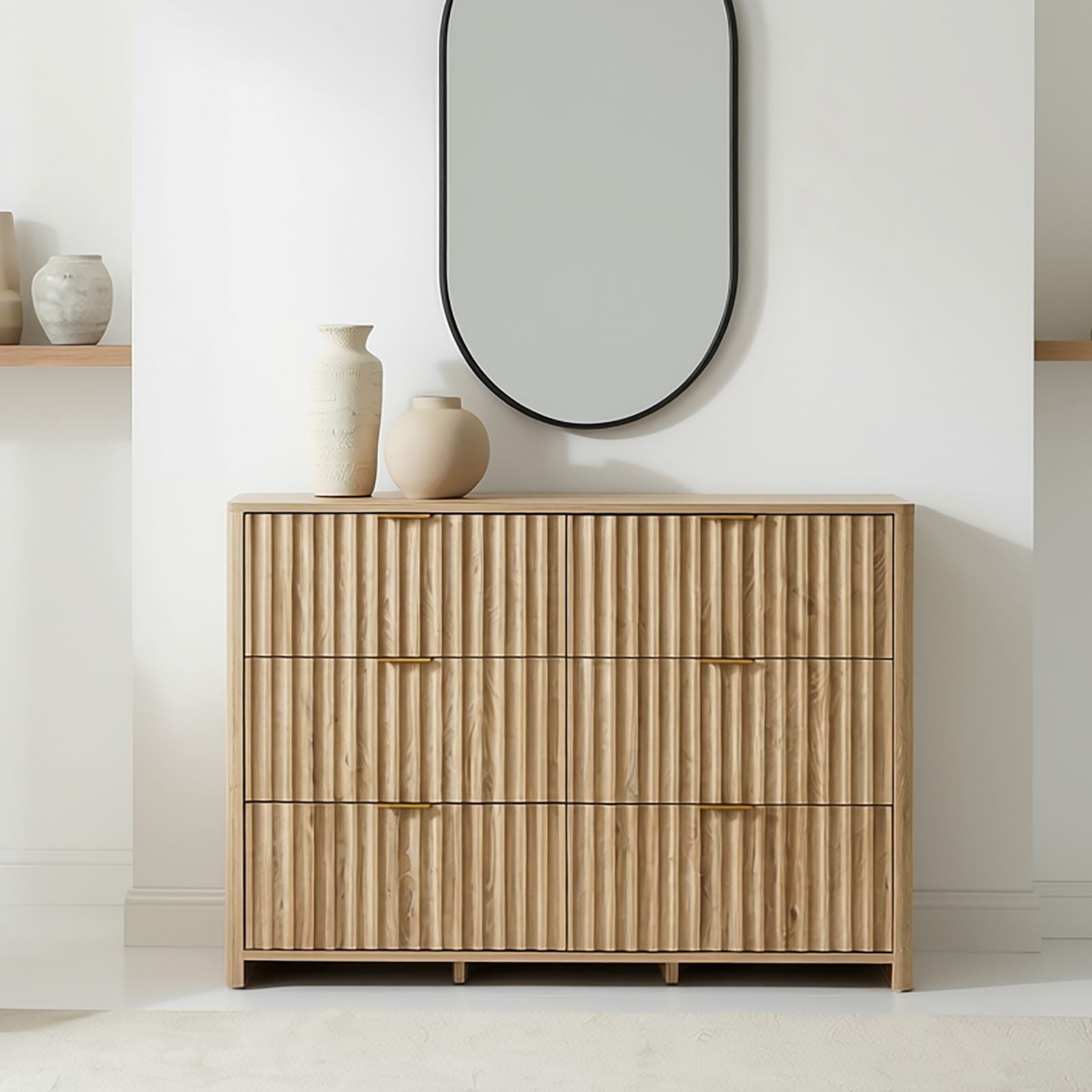 Commode ELLA L 110 cm 6 tiroirs - Coloris chêne | Leroy Merlin