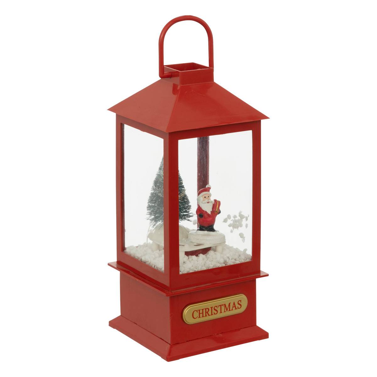 Décoration lanterne rouge H20 cm 4 LED blanc froid à piles - Feeric ...