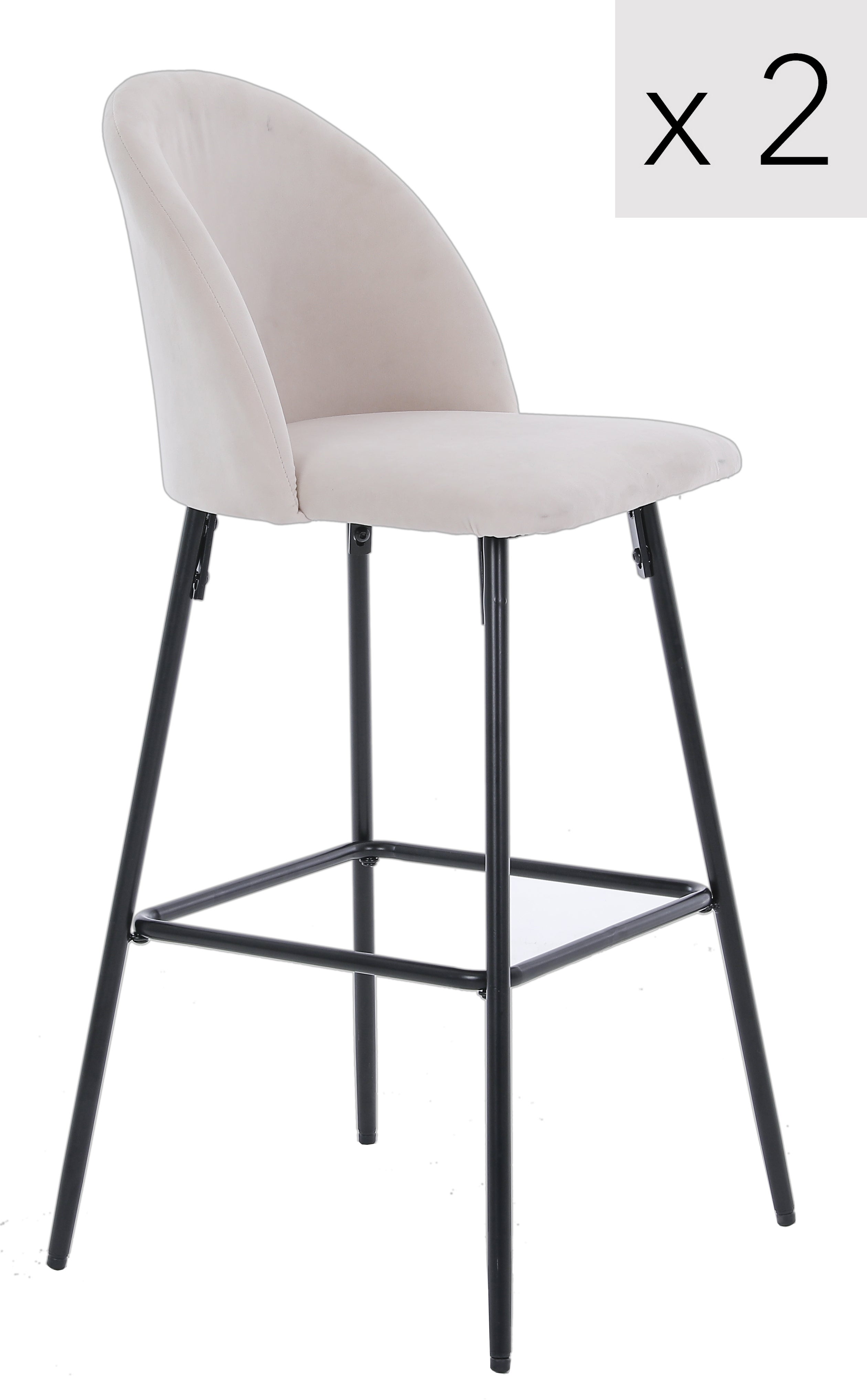 Set 2 taburetes altos en acero y tejido beige | Leroy Merlin