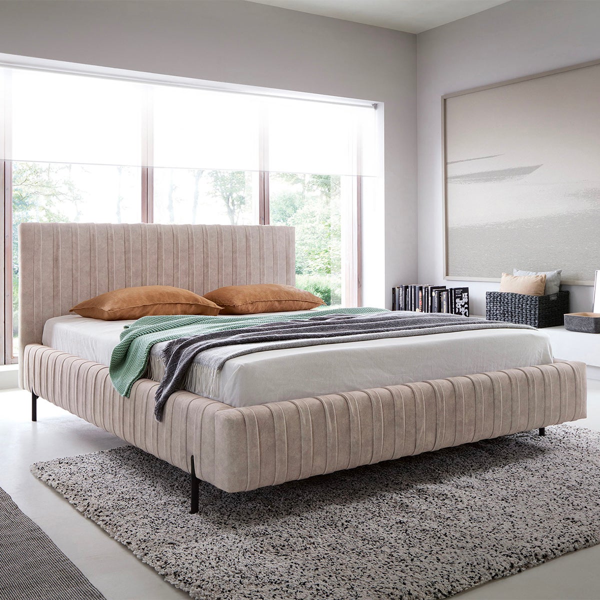 Lit coffre 180x200 sommier inclus Ori Beige | Leroy Merlin