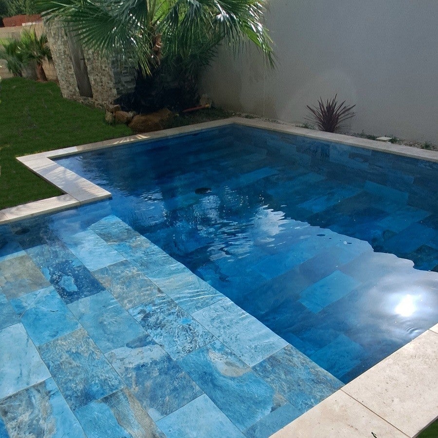 Carrelage Piscine Bali Blue 30x60 Cm Effet Pierre De Bali | Leroy Merlin