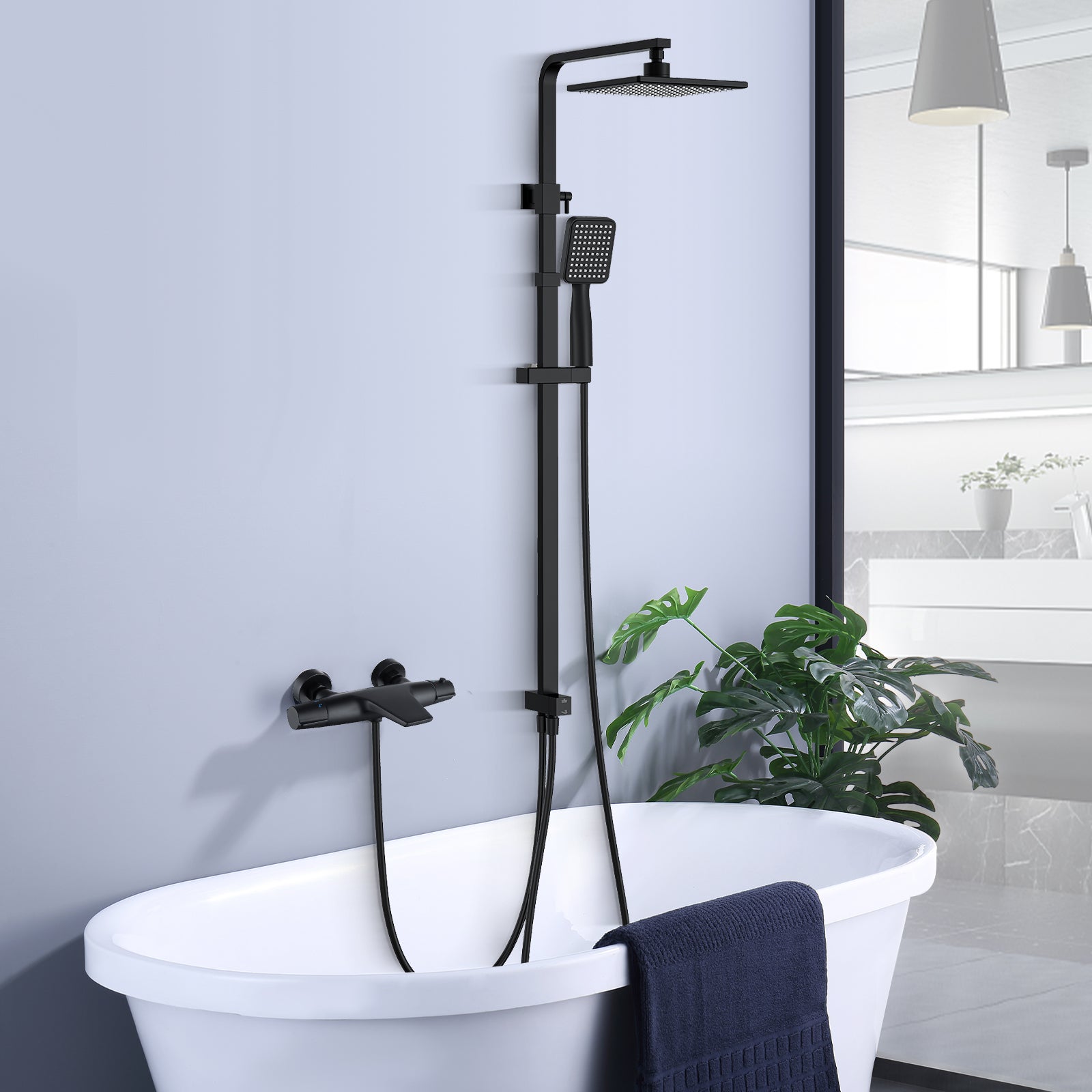 Colonne de Douche Thermostatique Noir Ensemble de Douche Robinet ...