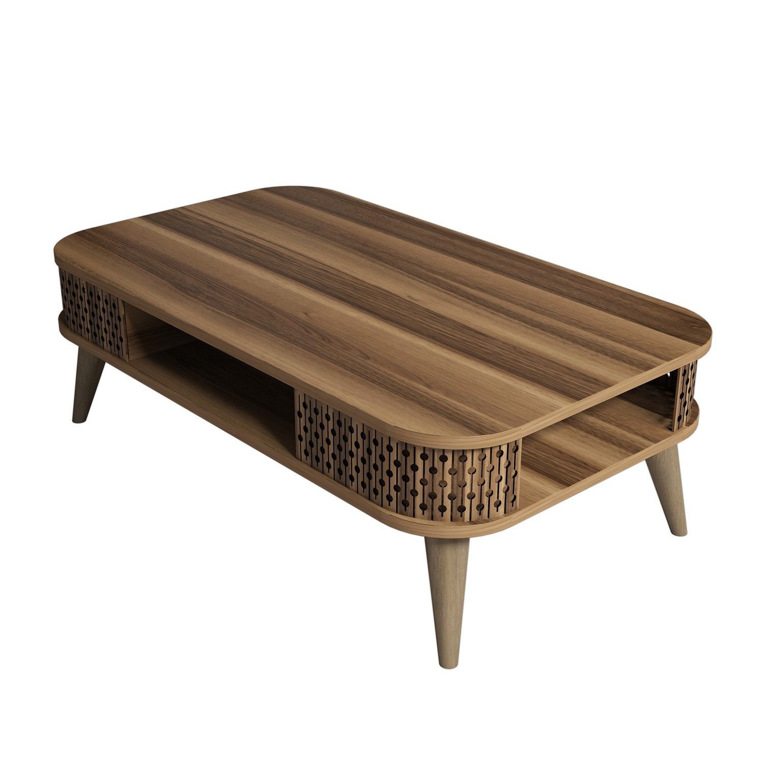 Table basse Chanez avec rangement L105cm Bois foncé | Leroy Merlin
