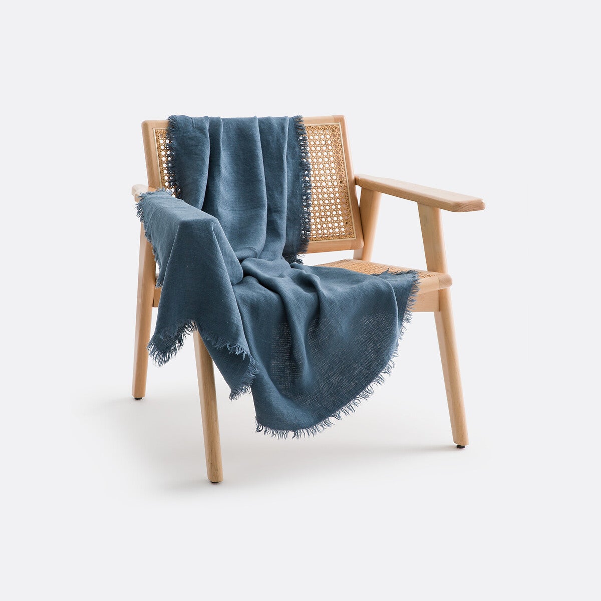 Plaid lin lavé, Linange - Bleu de prusse - 150 x 200 cm | Leroy Merlin