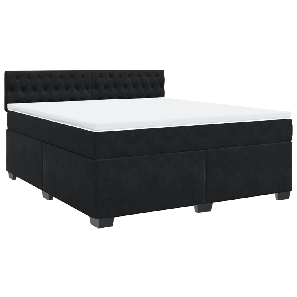 Cama box spring con colchón terciopelo negro 180x200 cm | Leroy Merlin