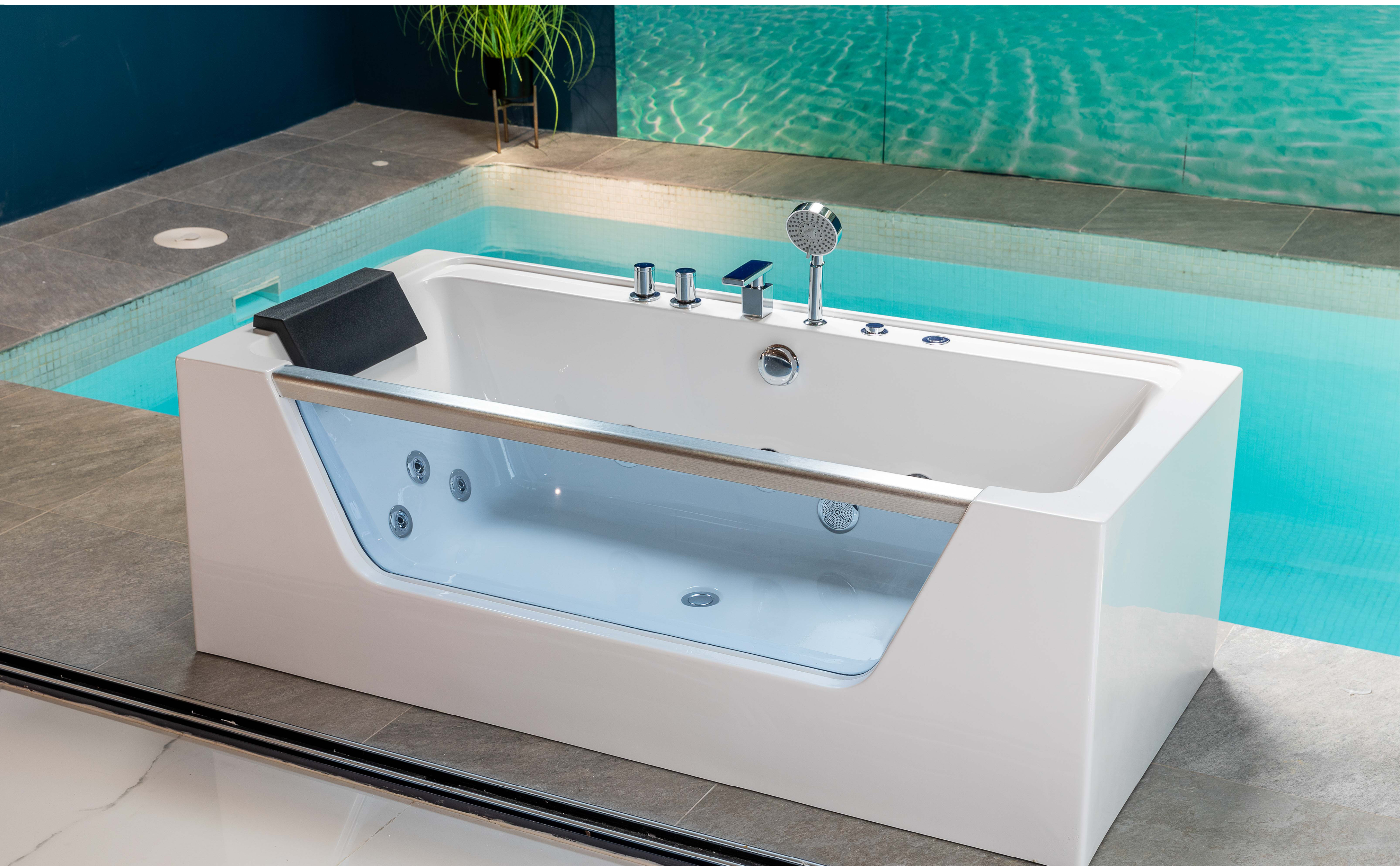 Bañera de Hidromasaje Rectangular NEW CRISTY 170x80 cm – Jacuzzi con 8 ...