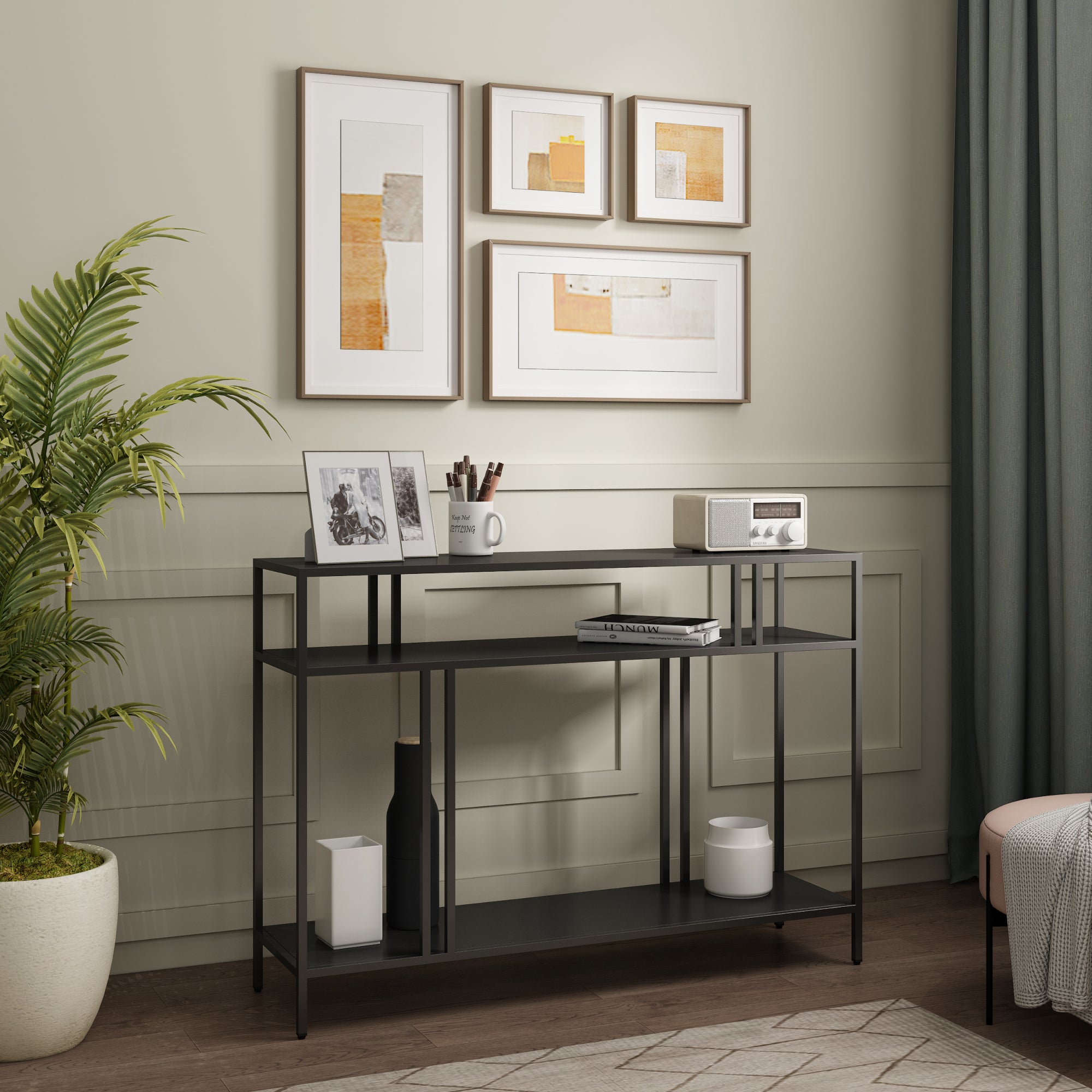 Table console Kumlinge métal 78 x 110 x 30 cm noir [en.casa] | Leroy Merlin