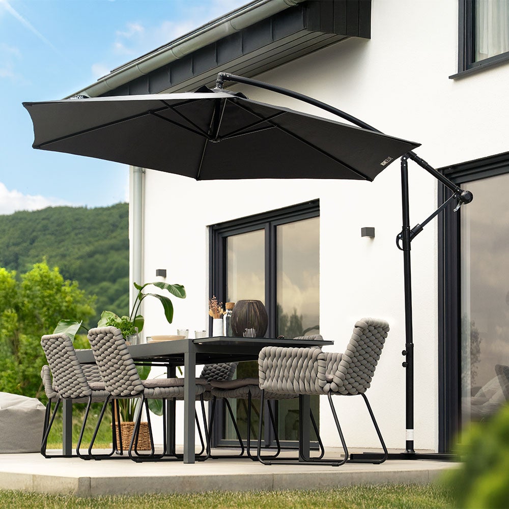 HOME DELUXE Parasol déporté avec housse SOLANA - Anthracite | Parasol ...