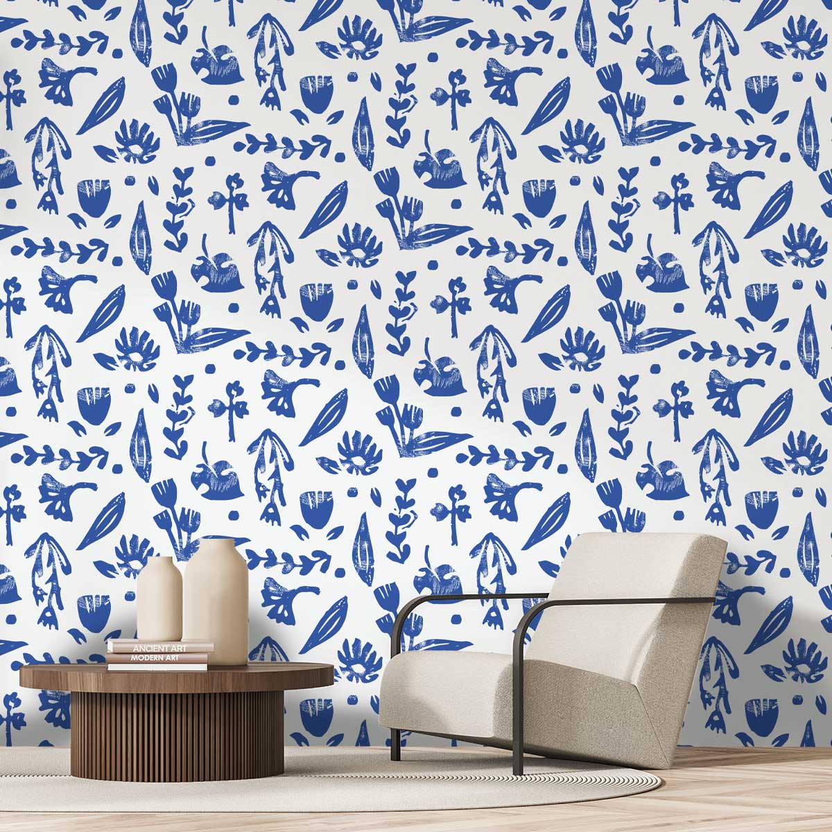 Papier peint fleur bleu | Leroy Merlin