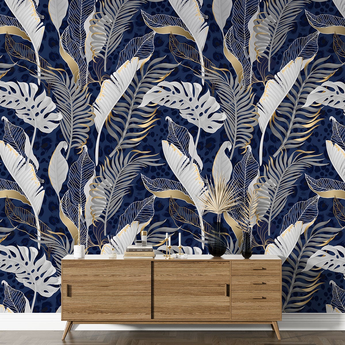 Papier peint motif XL - Motif botanique 4 LÉS de 65x260 cm - Surface L ...