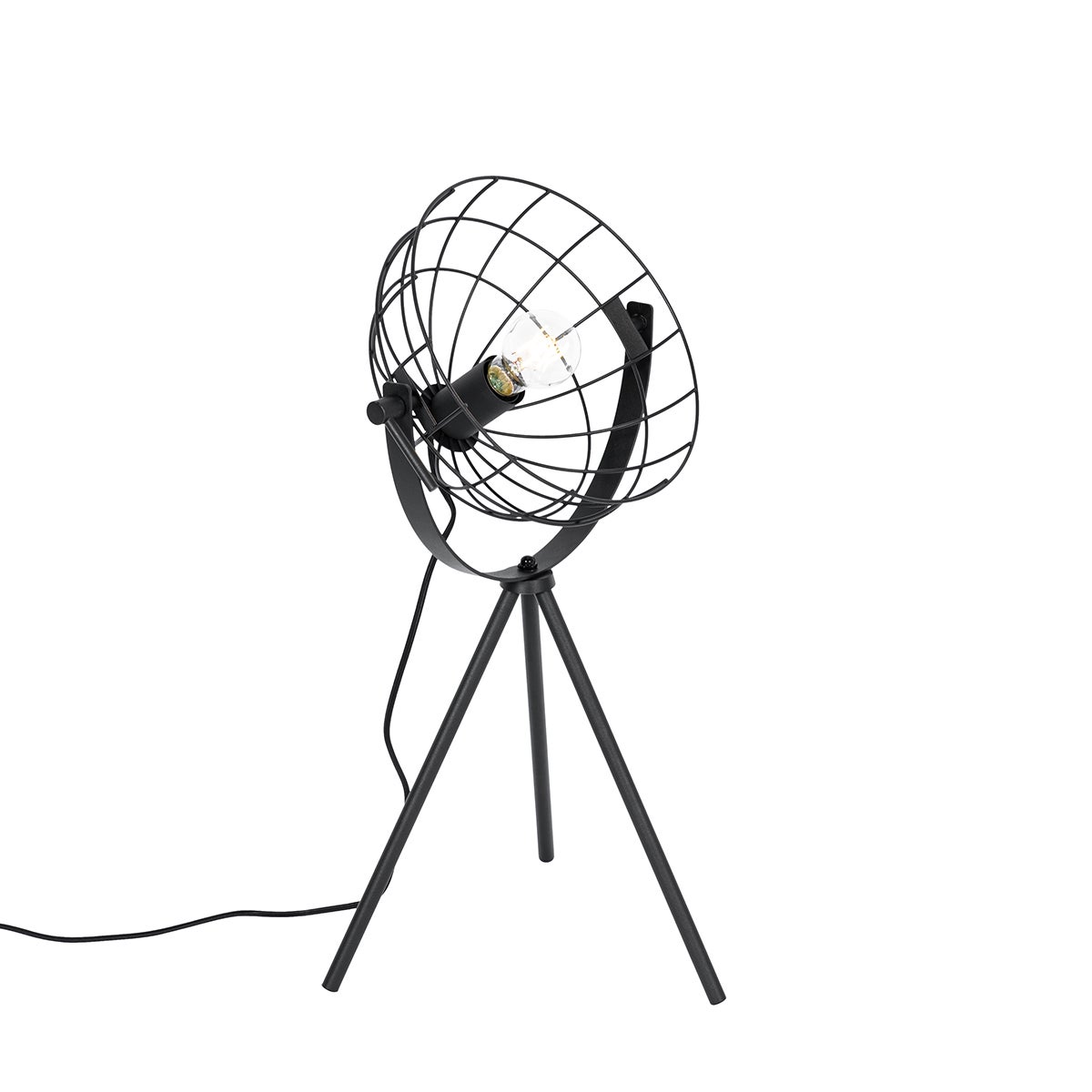 Lampe de table trépied industrielle noire réglable - Hanze | Leroy Merlin