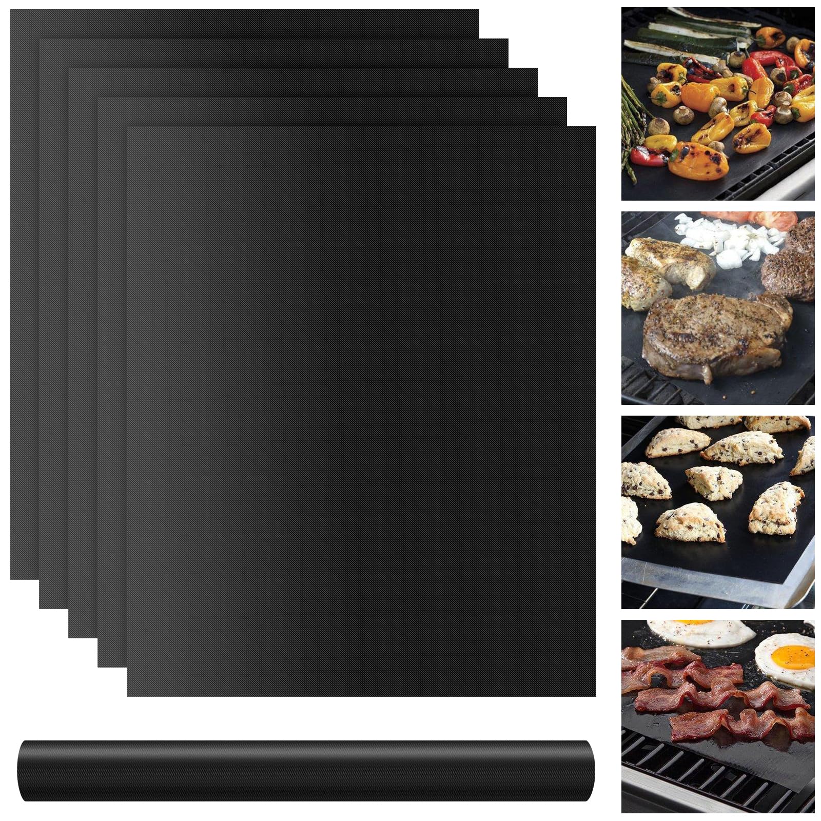 Lot de 5 tapis de cuisson BBQ réutilisables 40×33 cm,antiadhérents ...