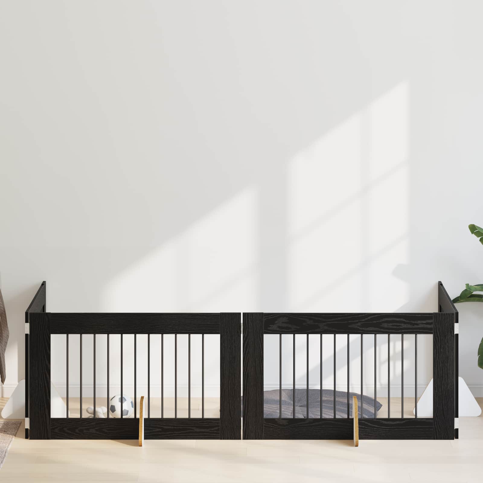Puerta para perros plegable con soportes 4 pcs Roble Negro | Leroy Merlin