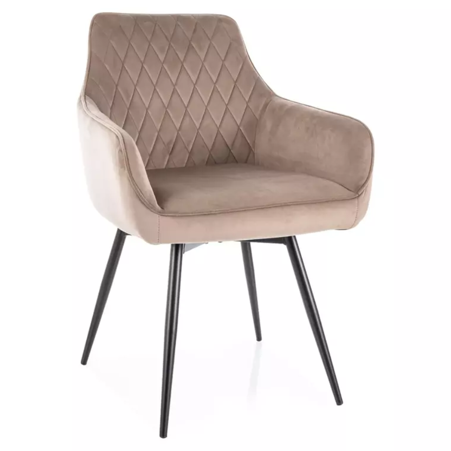 Chaise velours beige pivotante avec ressorts et retour automatique ...