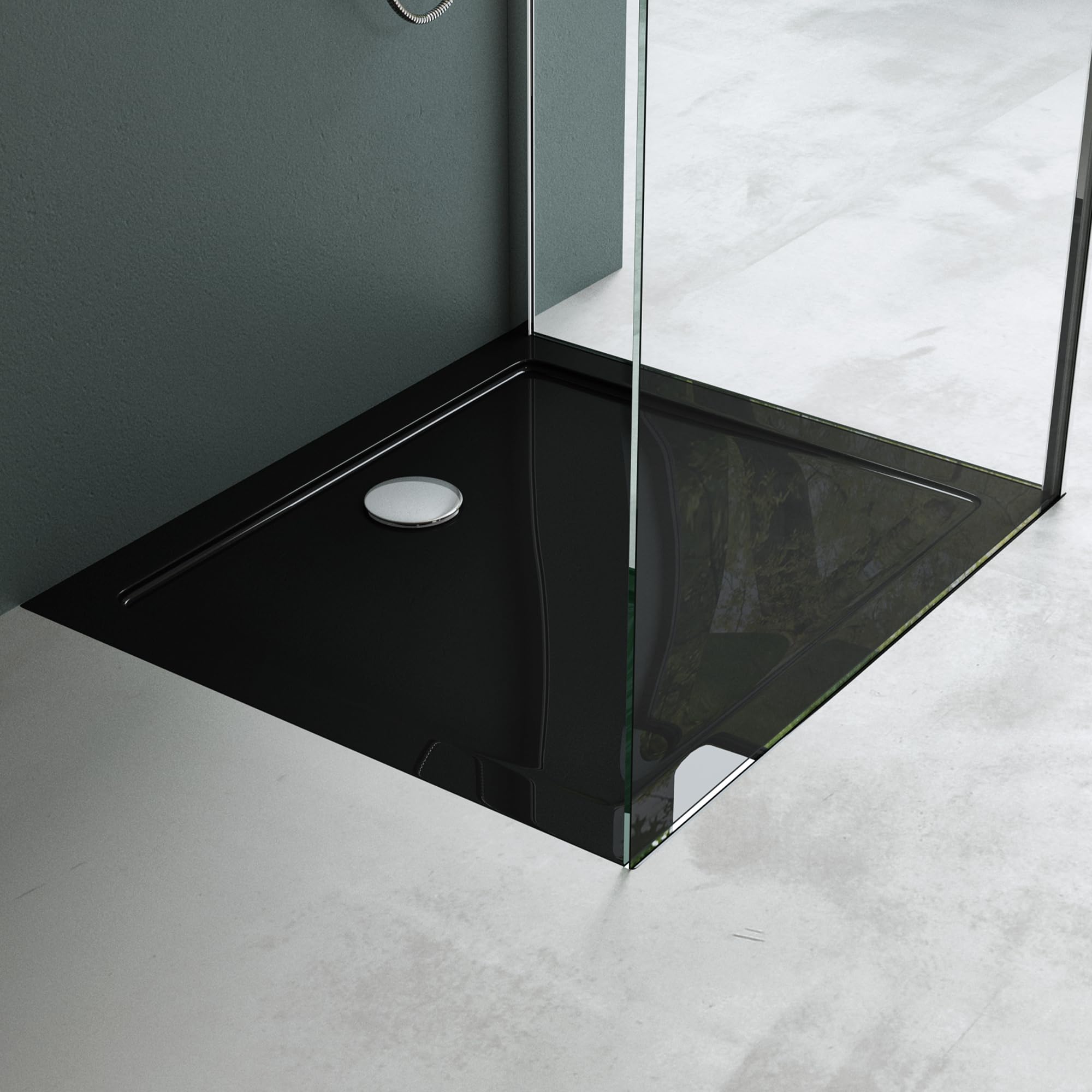 Mai & Mai Receveur de douche bac à douche 75x90x4cm en acrylique noir ...