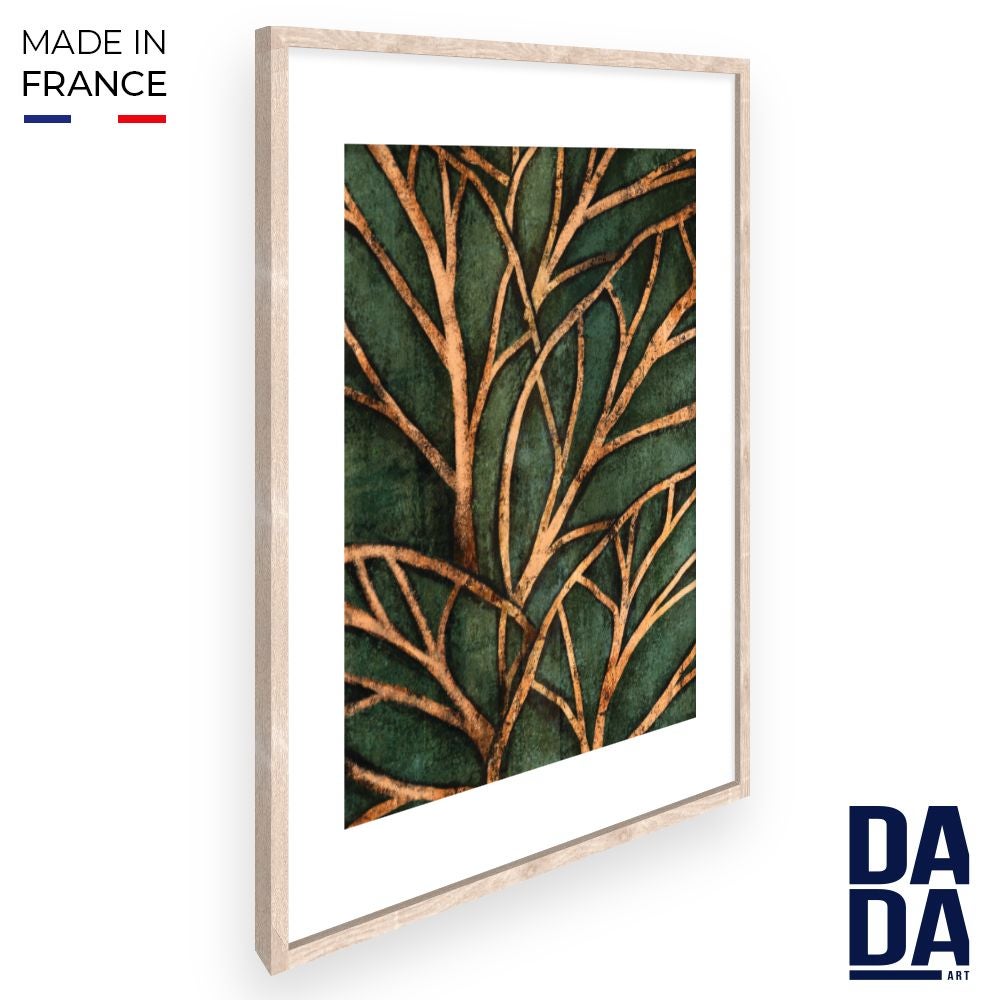 Image encadrée avec cadre CHÊNE / 50x70cm / Arbres dorés élégants ...